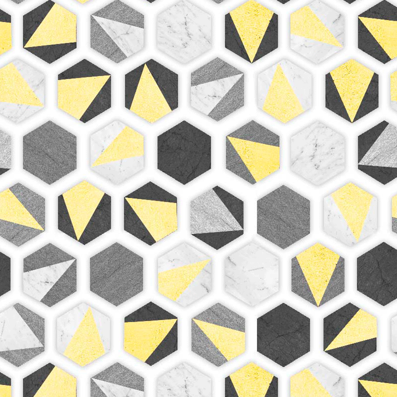 HEXAGON-201-Loneta-geométrica-con-azulejos-en-marmól-color-amarillo-y ...